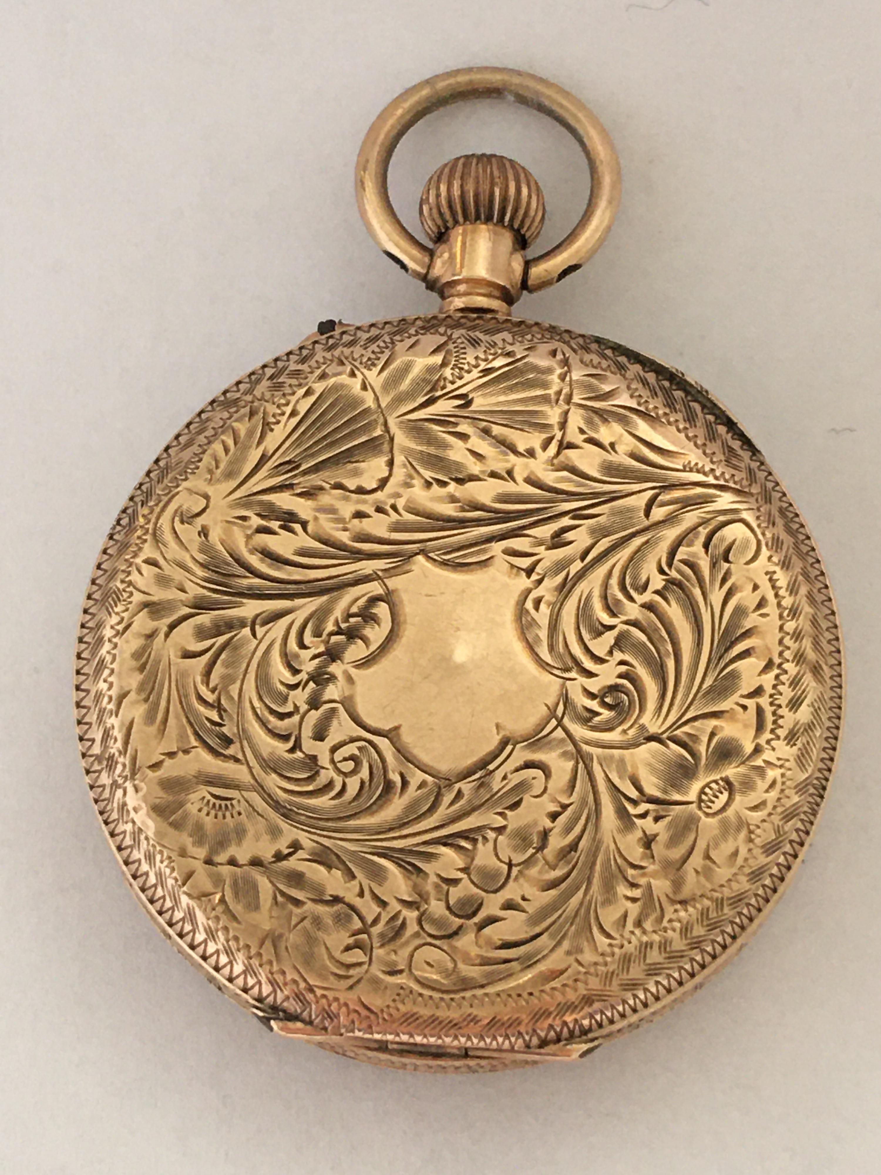 Antique 9K Gold Hand-winding Ladies Fob / Pocket Watch For Sale at ...