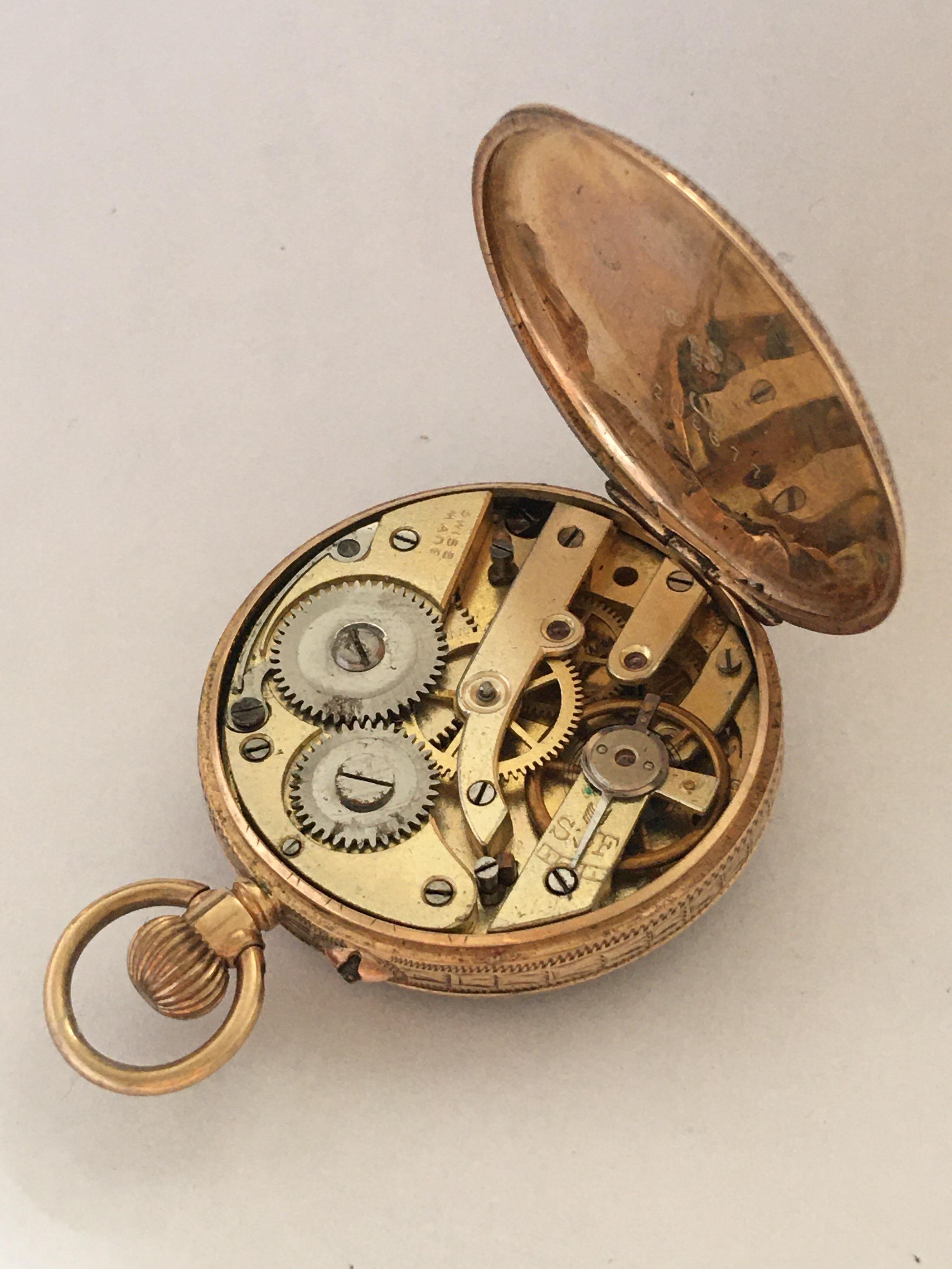 Antique 9K Gold Hand-winding Ladies Fob / Pocket Watch For Sale at ...