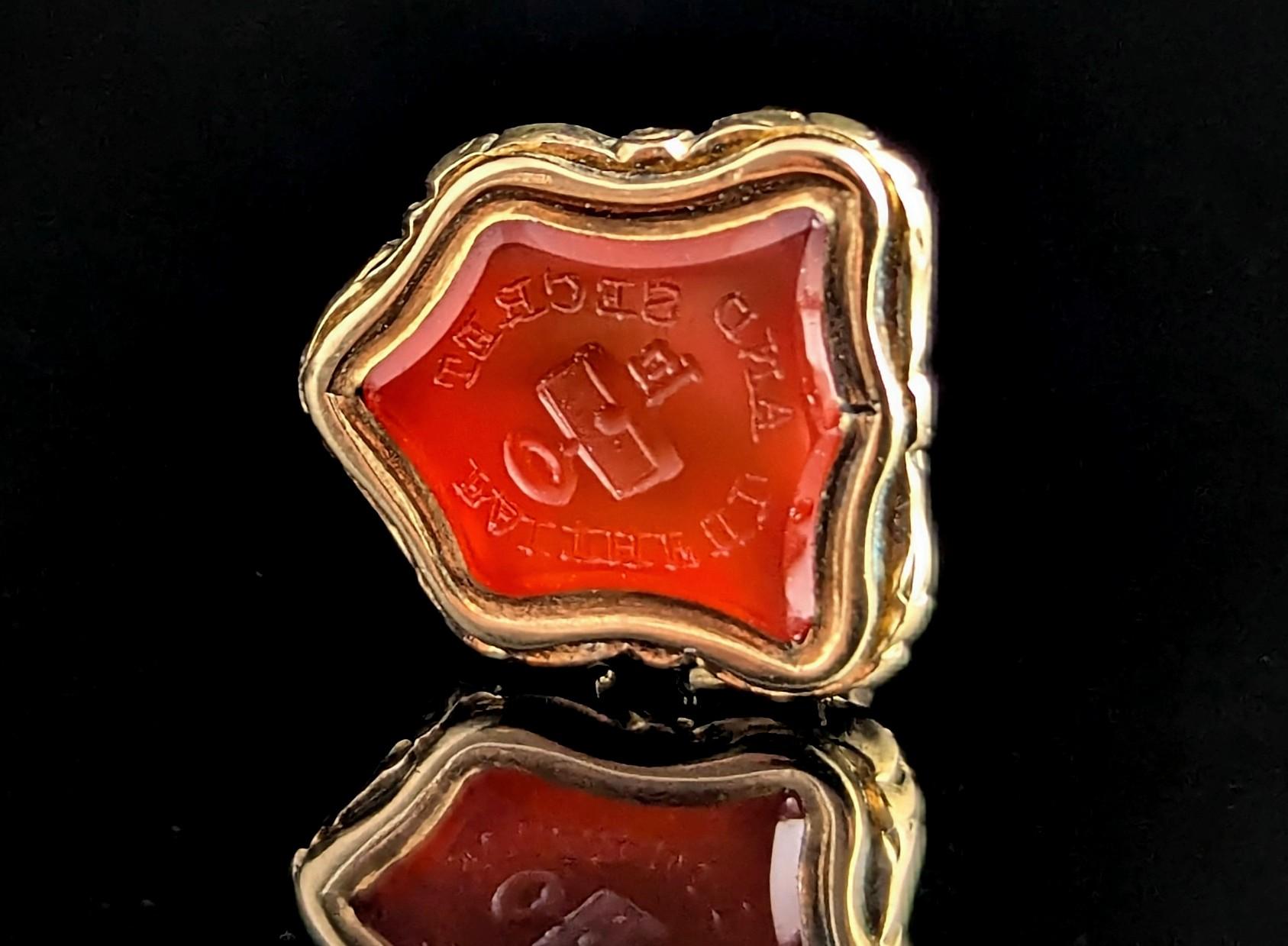 Antique 9k gold seal fob pendant, Faithful and Secret, Carnelian For ...