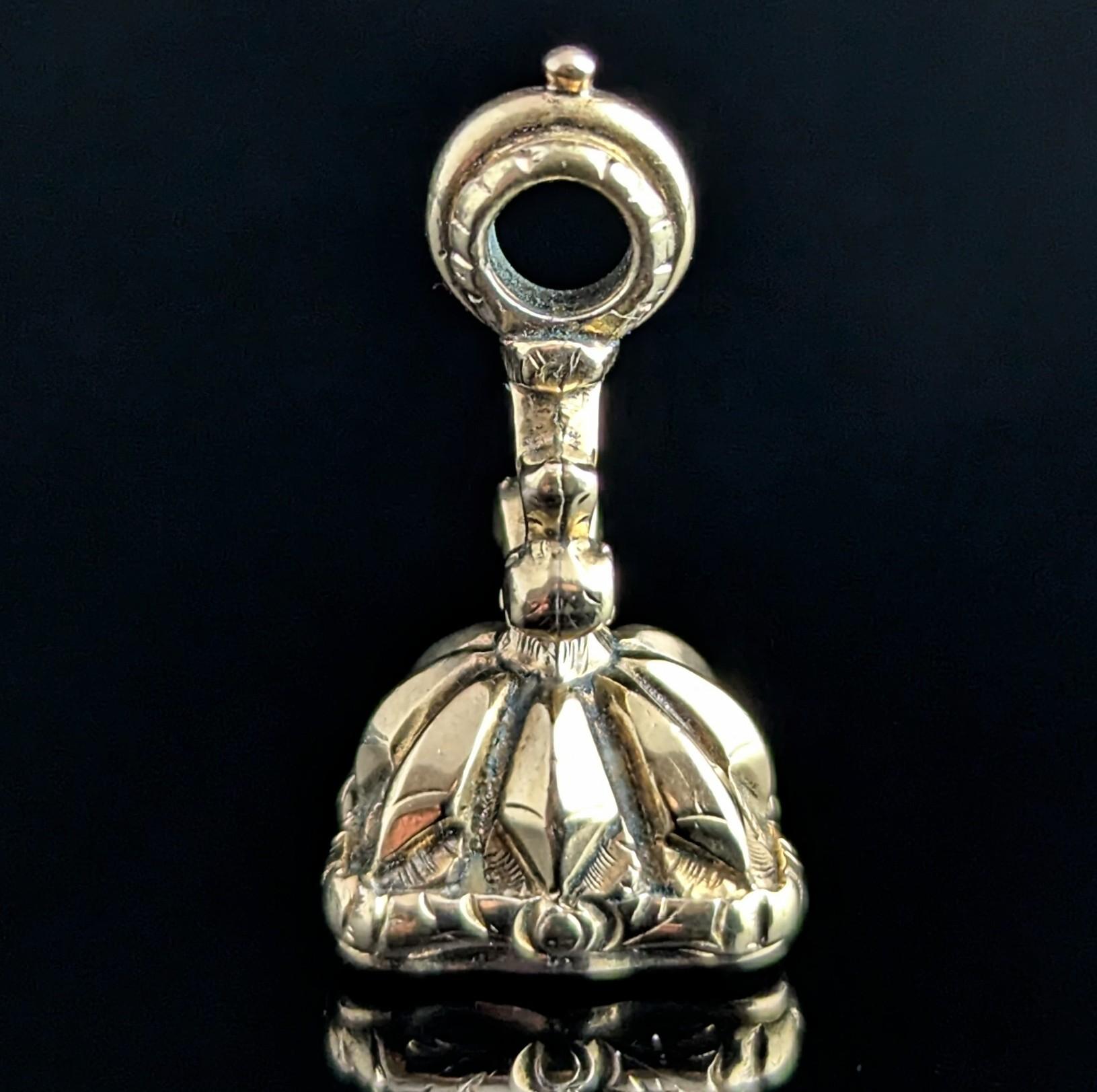 Antique 9k gold seal fob pendant, Faithful and Secret, Carnelian For ...