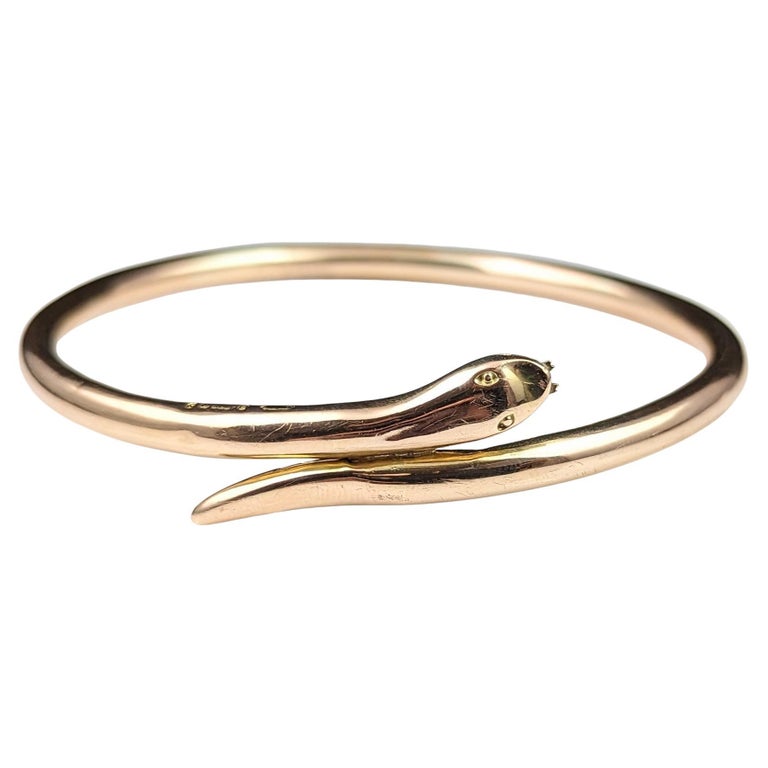 Antique 9k Gold Snake Bangle, Upper Arm Bracelet, Art Deco For Sale at ...