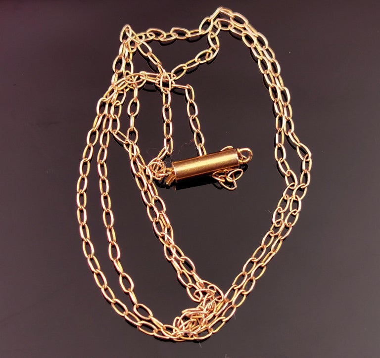 Antique 9k Gold Trace Link Chain Necklace, Edwardian at 1stDibs