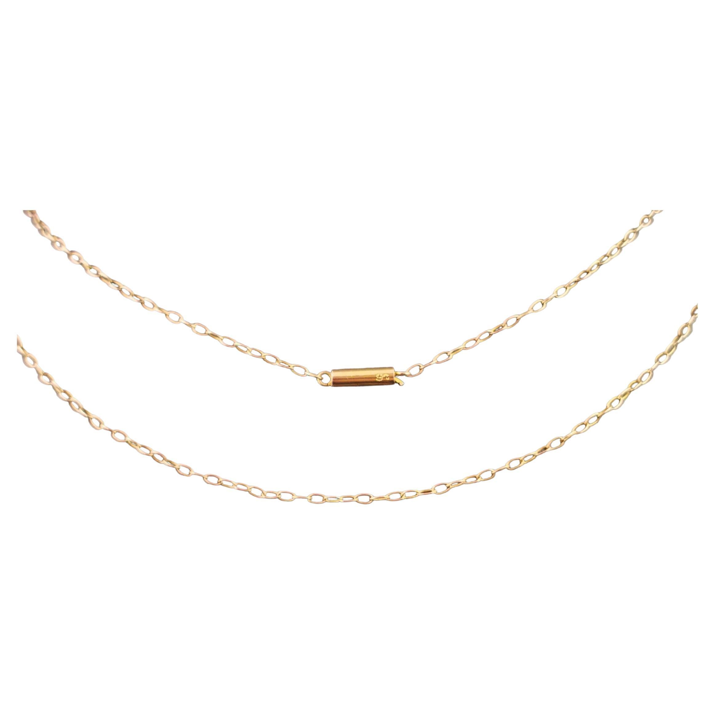 Antique 9k Gold Trace Link Chain Necklace, Edwardian at 1stDibs