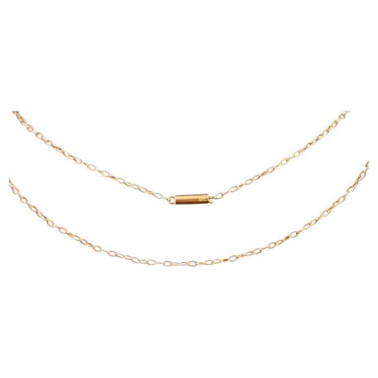 Antique 9k Gold Trace Link Chain Necklace, Edwardian at 1stDibs