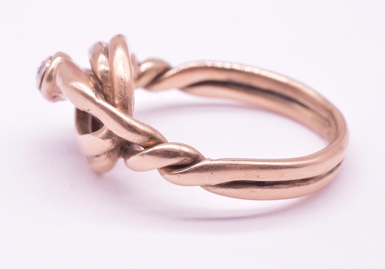 Antique 9K Knot and Twist Diamond Studded Snake Ring, HM Birmingham ...