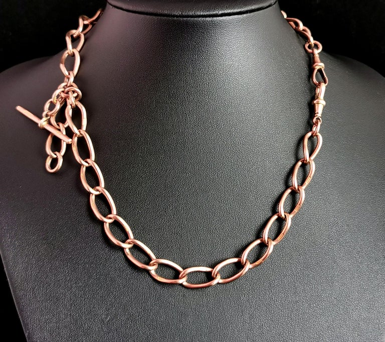 Antique 9k Rose Gold Albert chain, necklace, Watch chain at 1stDibs