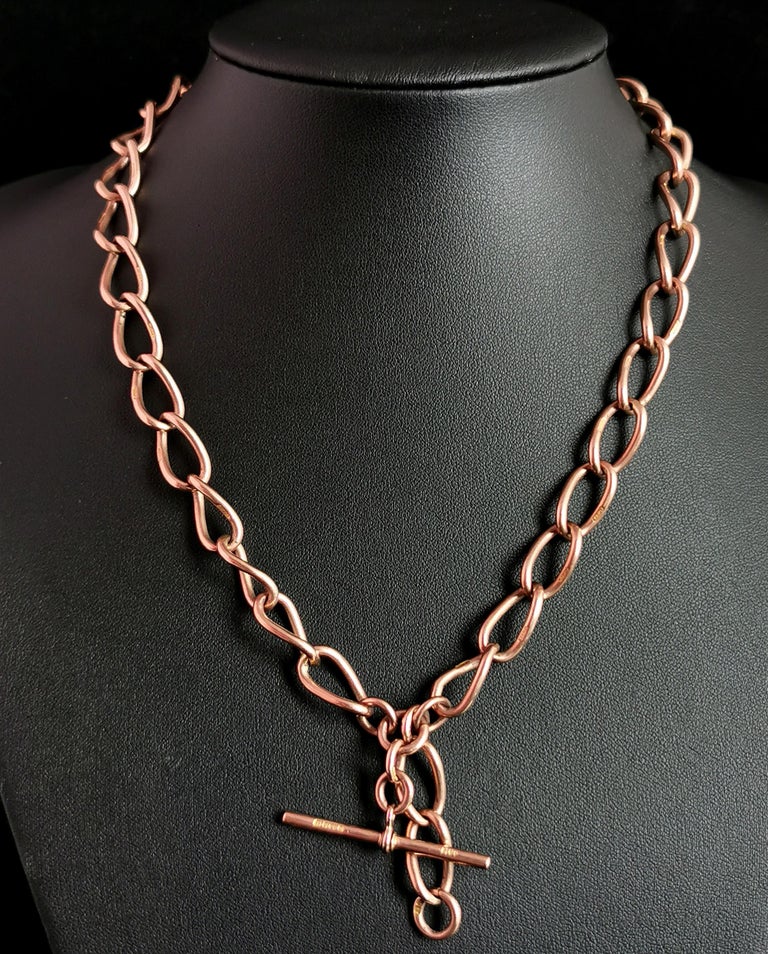 Antique 9k Rose Gold Albert chain, necklace, Watch chain at 1stDibs