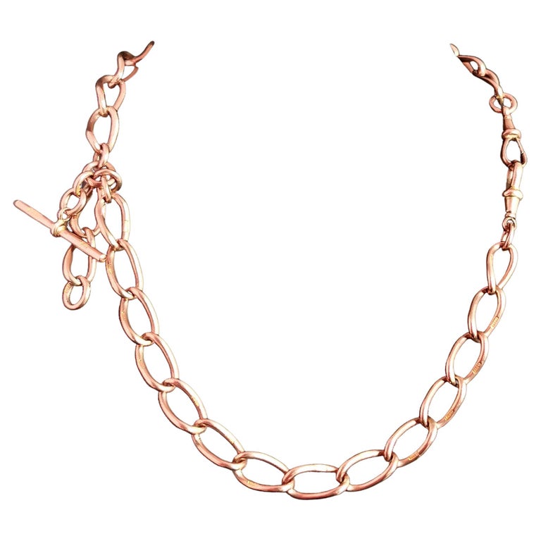 Antique 9k Rose Gold Albert chain, necklace, Watch chain at 1stDibs