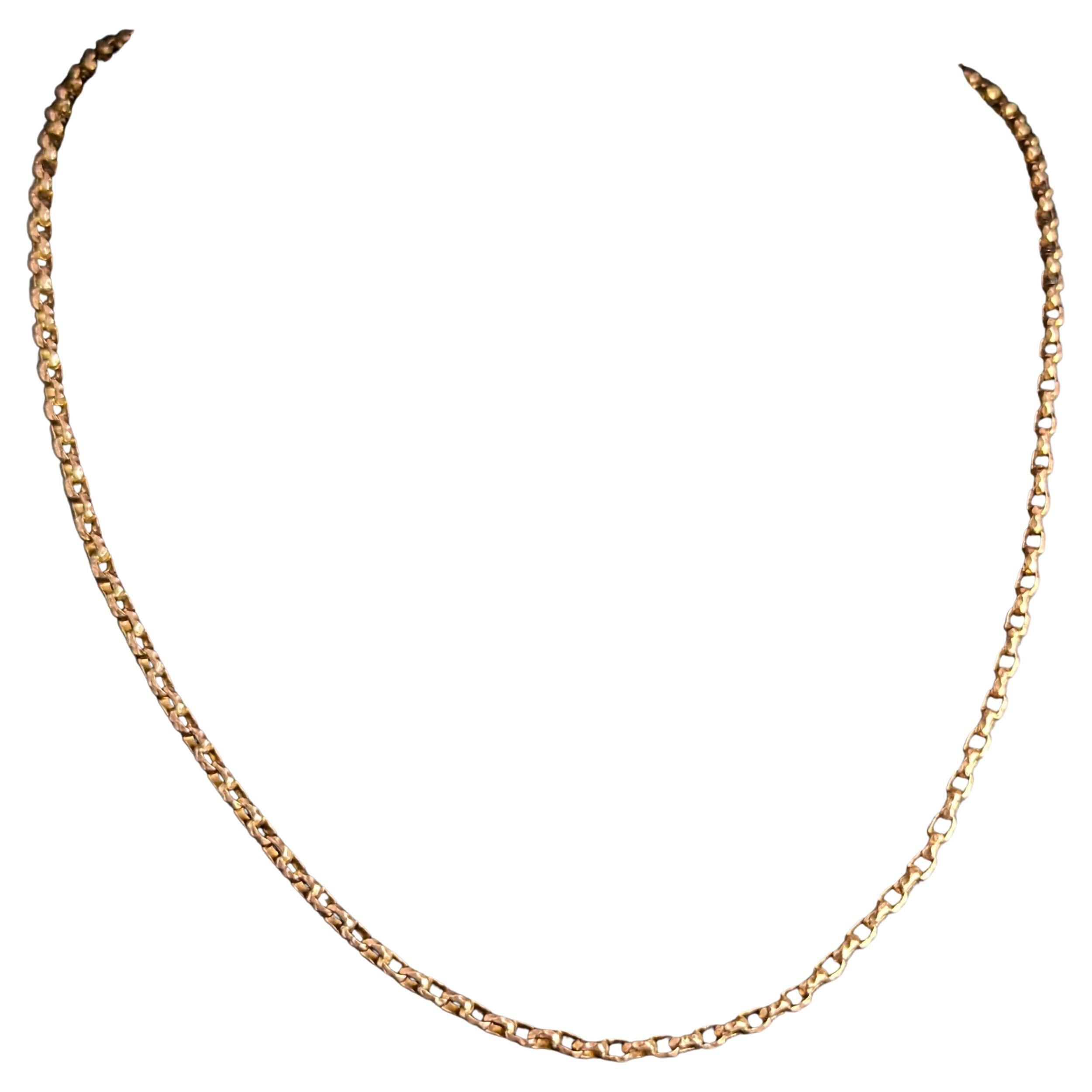 Antique 9k Rose gold faceted belcher link chain necklace, Edwardian For ...