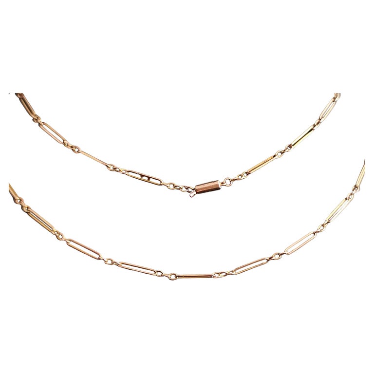 Antique 9k Rose Gold Fancy Link Chain Necklace, Edwardian, Paperclip ...