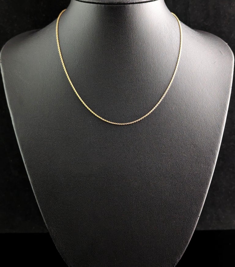 Antique 9k Yellow Gold Dainty Trace Link Chain Necklace For Sale at 1stDibs