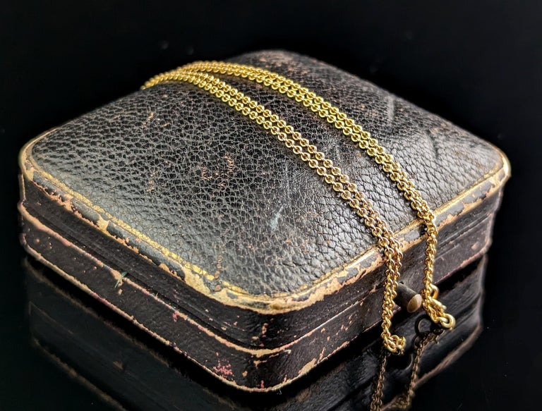 Antique 9k Yellow Gold Dainty Trace Link Chain Necklace For Sale at 1stDibs