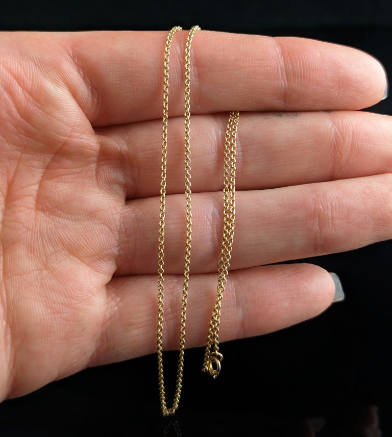 Antique 9k Yellow Gold Dainty Trace Link Chain Necklace For Sale at 1stDibs