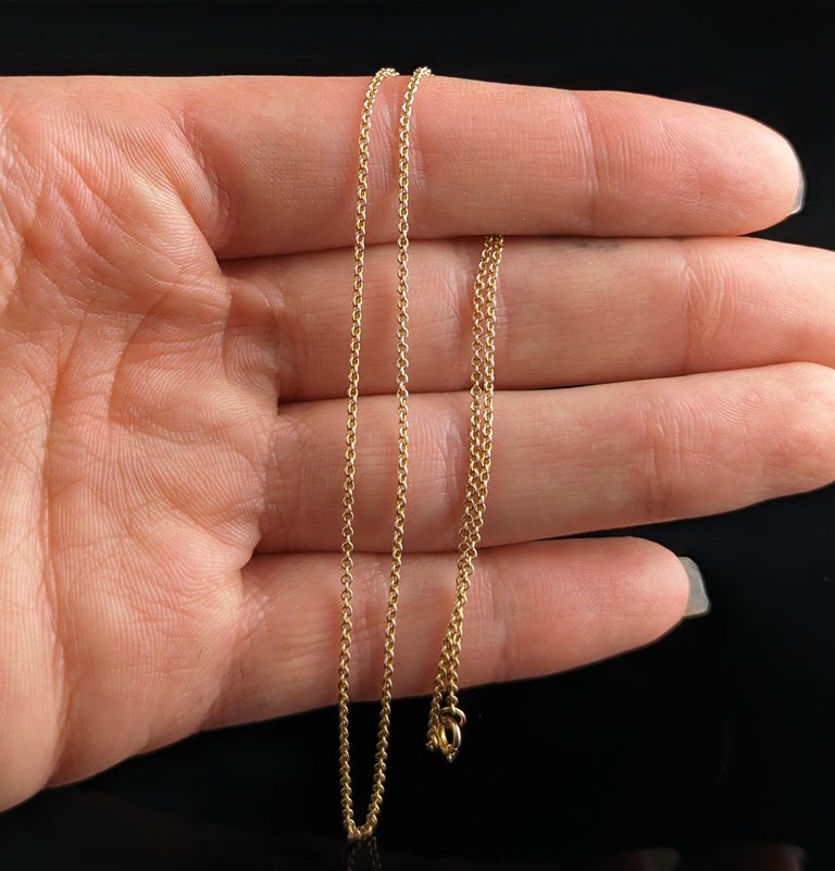 Antique 9k Yellow Gold Dainty Trace Link Chain Necklace For Sale at 1stDibs