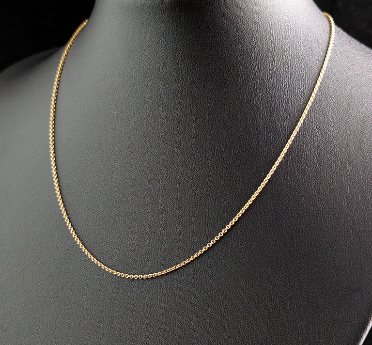 Antique 9k Yellow Gold Dainty Trace Link Chain Necklace For Sale at 1stDibs