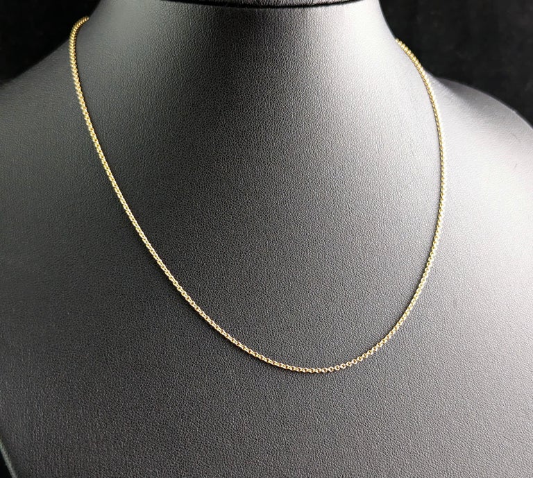 Antique 9k Yellow Gold Dainty Trace Link Chain Necklace For Sale at 1stDibs