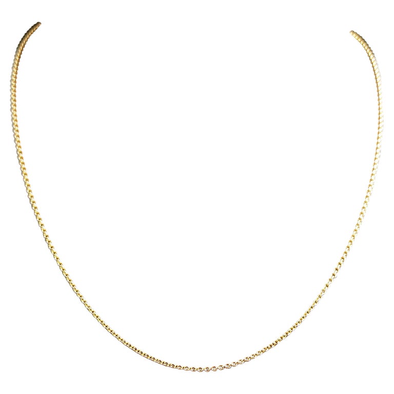 Antique 9k Yellow Gold Dainty Trace Link Chain Necklace For Sale at 1stDibs