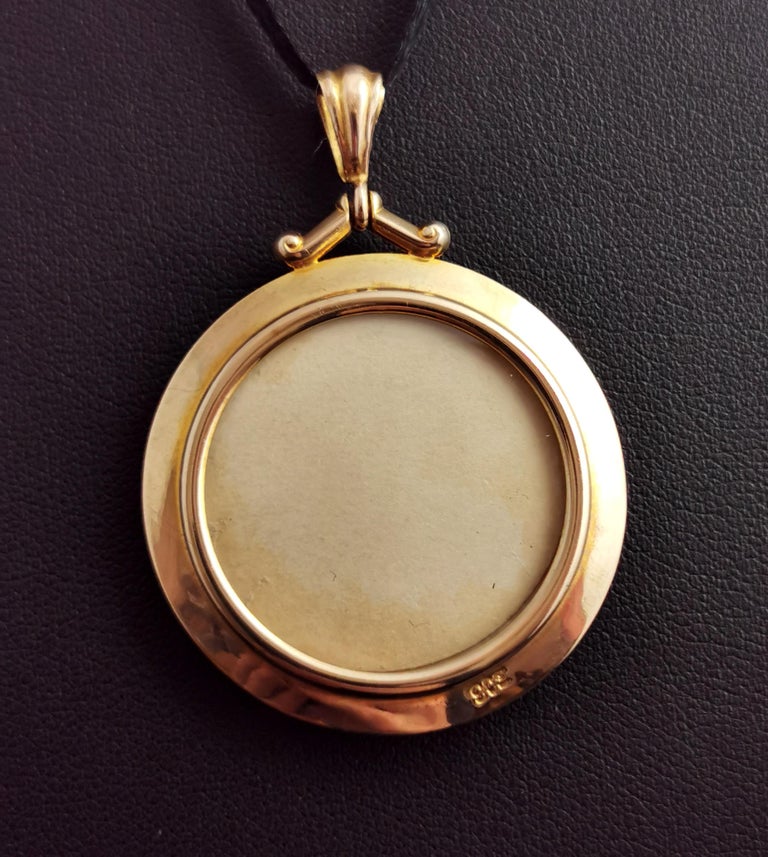 Antique 9k Yellow Gold Locket Pendant, Double Sided, Edwardian at 1stDibs
