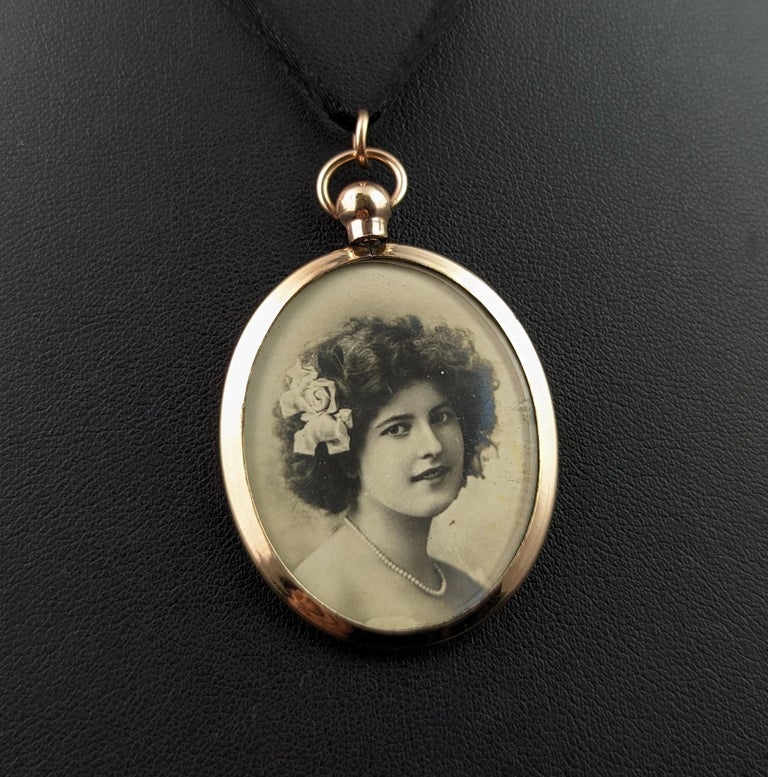 Antique 9k Yellow Gold Locket Pendant, Double Sided, Edwardian For Sale ...