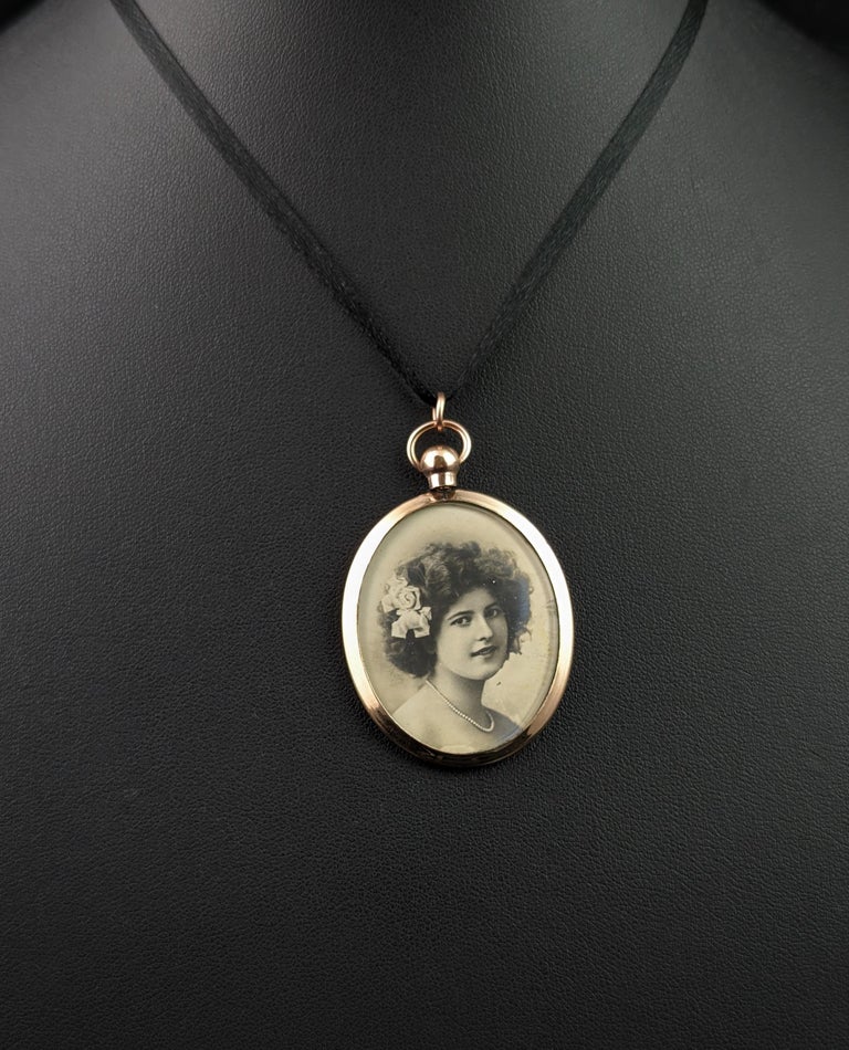 Antique 9k Yellow Gold Locket Pendant, Double Sided, Edwardian For Sale ...