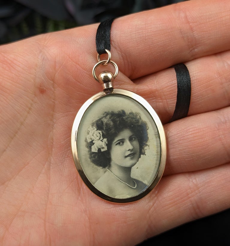 Antique 9k Yellow Gold Locket Pendant, Double Sided, Edwardian For Sale ...