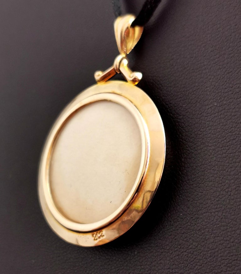 Antique 9k Yellow Gold Locket Pendant, Double Sided, Edwardian at 1stDibs