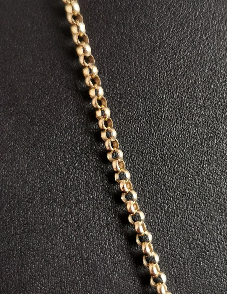 Antique 9k yellow gold rolo link chain necklace, Edwardian at 1stDibs