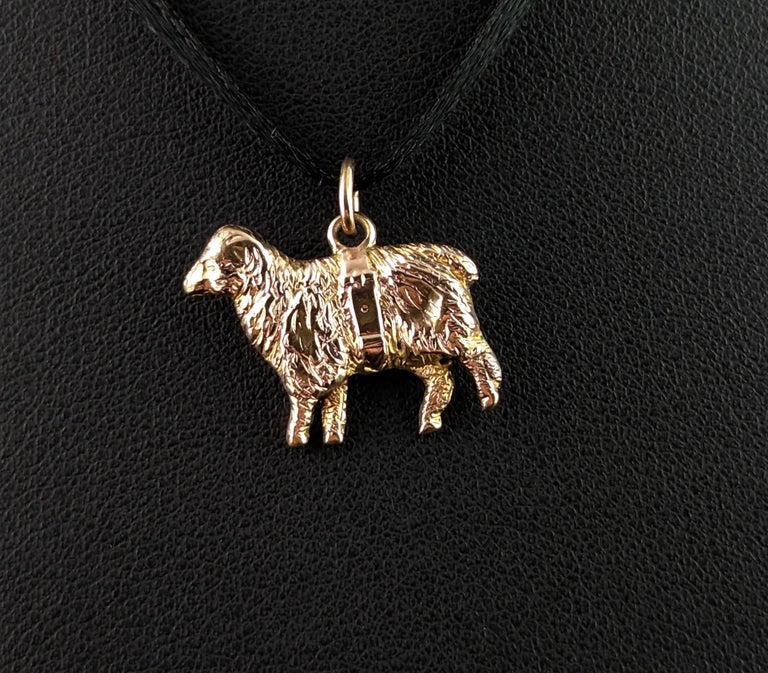 Antique 9 Karat Gold Prize Sheep Charm, Pendant For Sale at 1stDibs