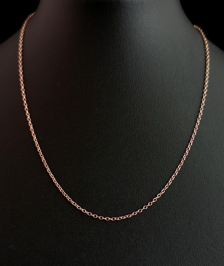 Antique 9kt Rose Gold Trace Link Chain Necklace, Edwardian at 1stDibs