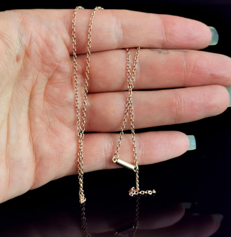 Antique 9kt Rose Gold Trace Link Chain Necklace, Edwardian at 1stDibs