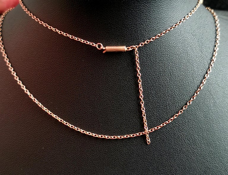 Antique 9kt Rose Gold Trace Link Chain Necklace, Edwardian at 1stDibs