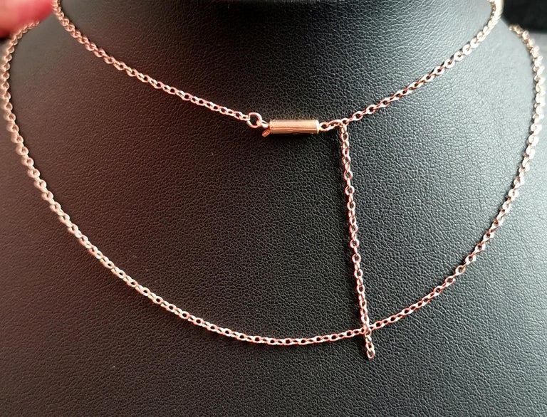 Antique 9kt Rose Gold Trace Link Chain Necklace, Edwardian at 1stDibs