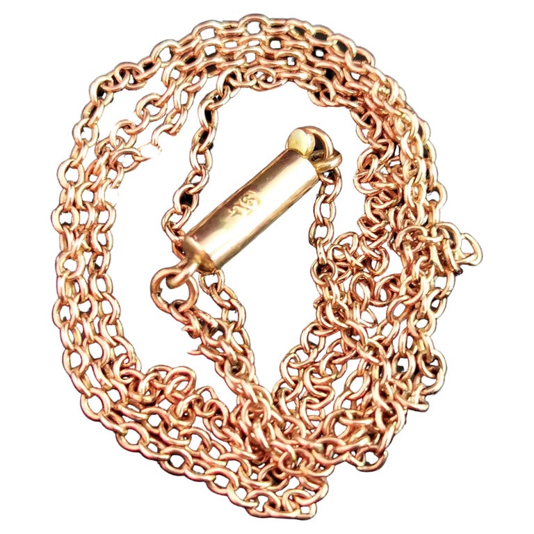 Antique 9kt Rose Gold Trace Link Chain Necklace, Edwardian at 1stDibs