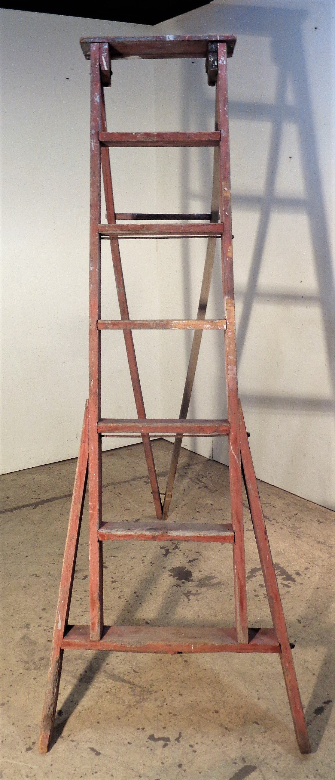 Antique A Frame Apple Orchard Ladder in Original Paint For Sale at 1stDibs