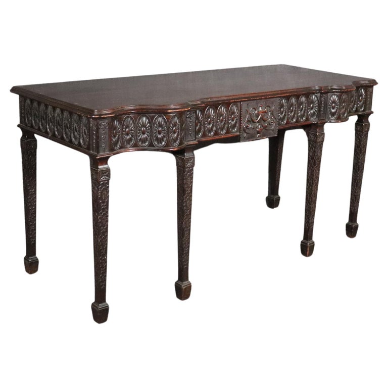 Antique Adams Style Carved Mahogany Console Table For Sale at 1stDibs