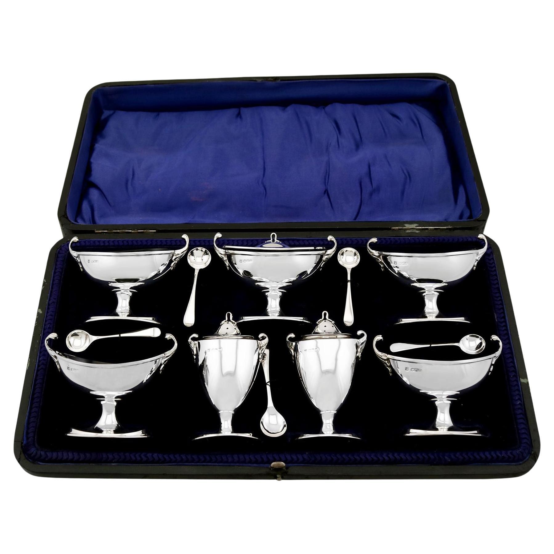 Antique English Glass and Silver-Plate Condiment Caddy Set For Sale at ...