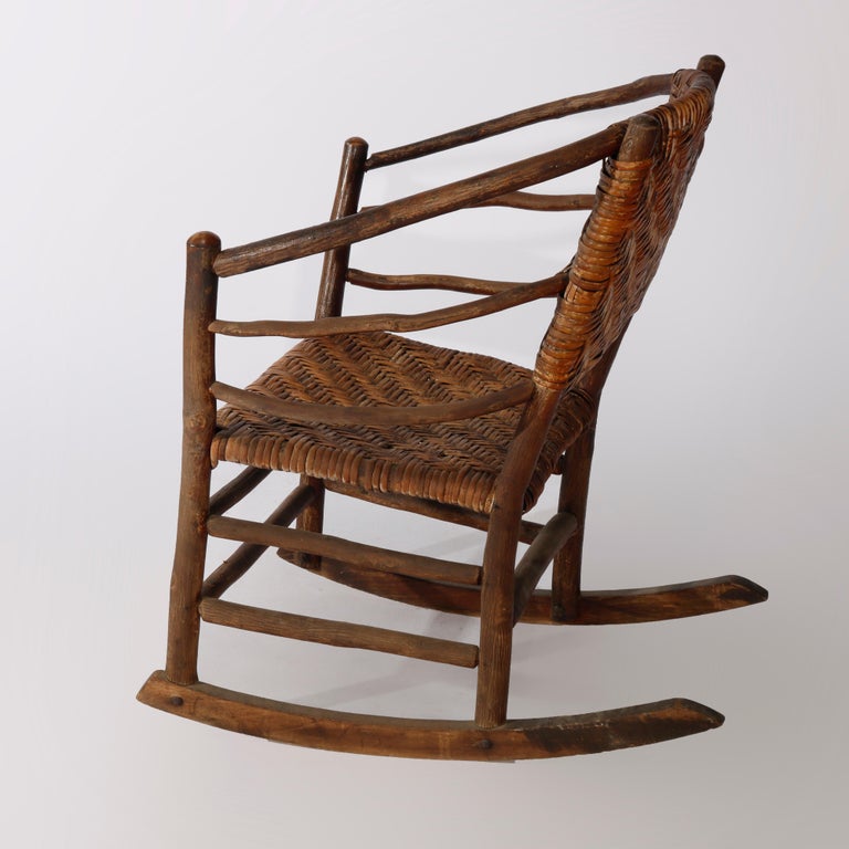 Antique Adirondack Old Hickory Stick Form Barrel Back Rocker circa 1910 ...