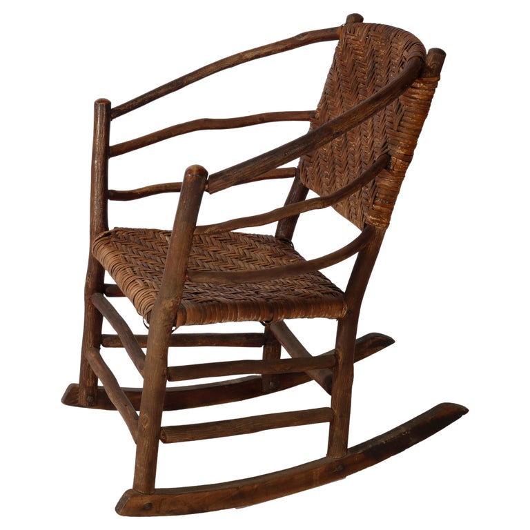 Antique Adirondack Old Hickory Stick Form Barrel Back Rocker circa 1910 ...