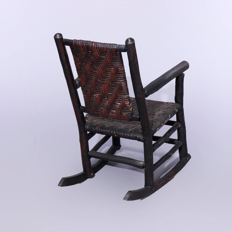 Antique Adirondack Old Hickory Style Stick and Reed Chairs and Rocker ...