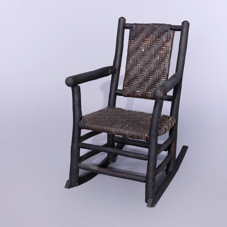 Antique Adirondack Old Hickory Style Stick and Reed Chairs and Rocker ...