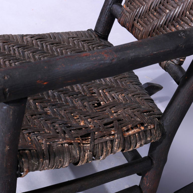 Antique Adirondack Old Hickory Style Stick and Reed Chairs and Rocker ...