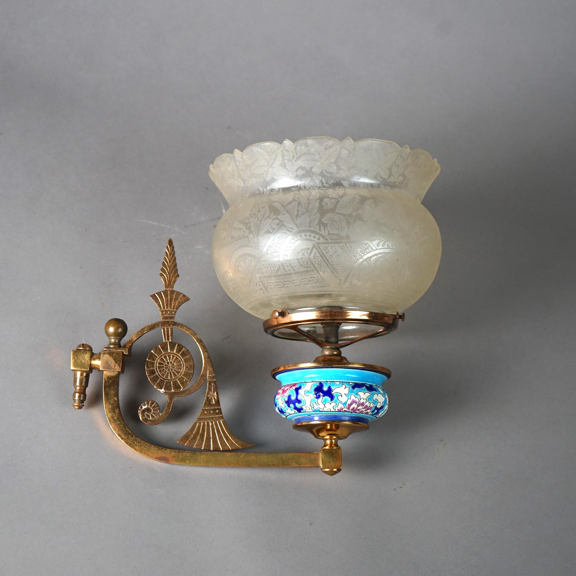 Antique Aesthetic Longwy Pottery Oil Lamp Wall Sconce Circa 1880 For ...
