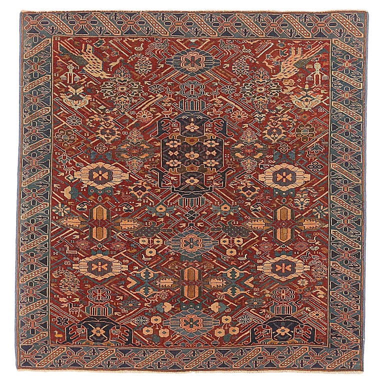 Antique Afghan Square Rug Zikhor Design For Sale at 1stDibs