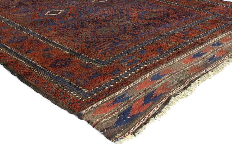 Antique Afghani Rug with Nomadic Tribal Style at 1stDibs
