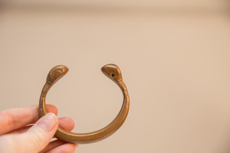 Antique African Copper Double Snake Head Bracelet For Sale at 1stDibs