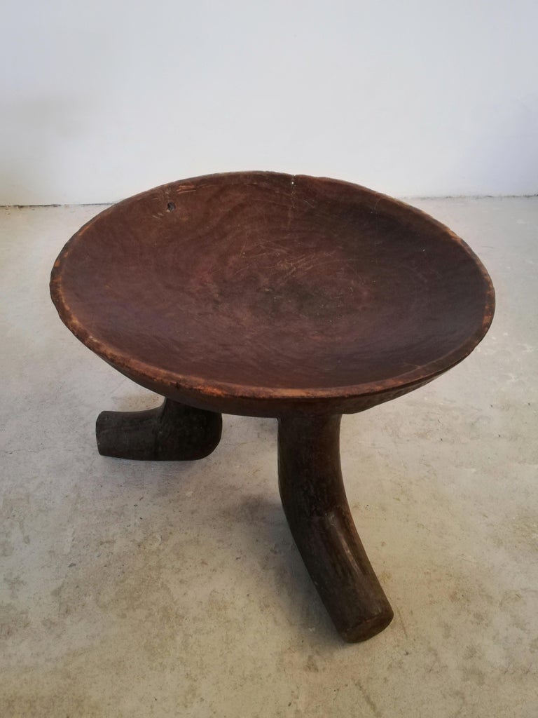 Antique African Sculpture Three Foot Stool from Ethiopia, Made in Solid ...