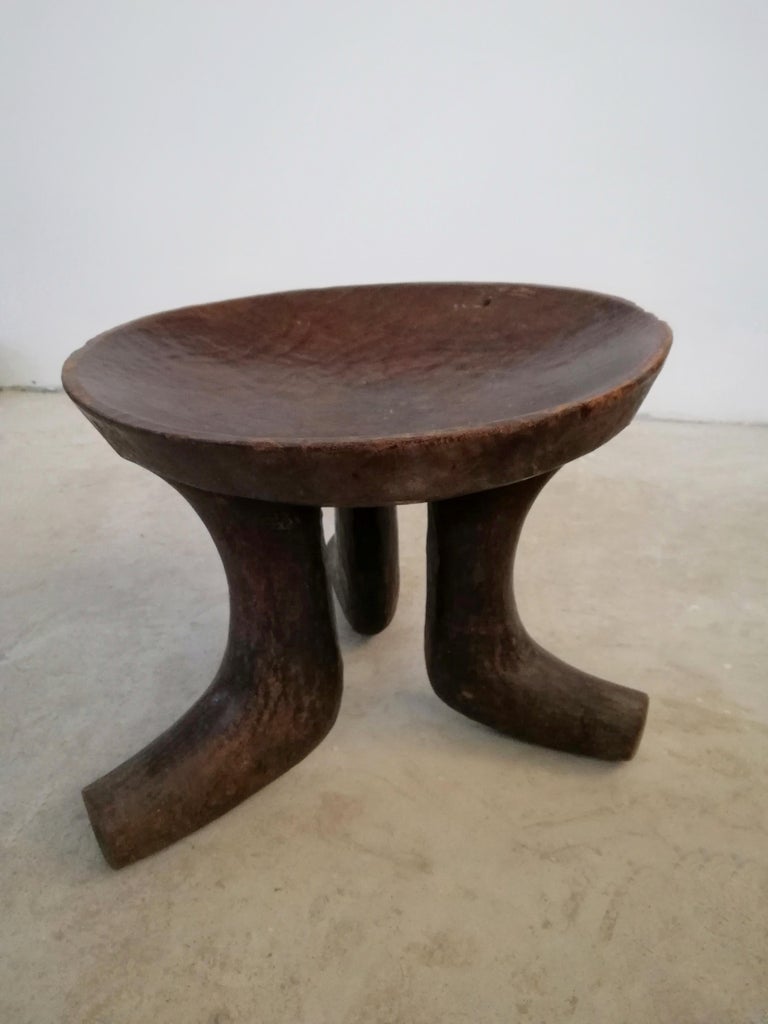 Antique African Sculpture Three Foot Stool from Ethiopia, Made in Solid ...