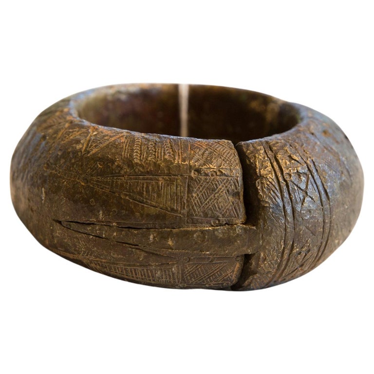 Antique African Thick Bronze Bracelet with Geometric Detailing For Sale ...