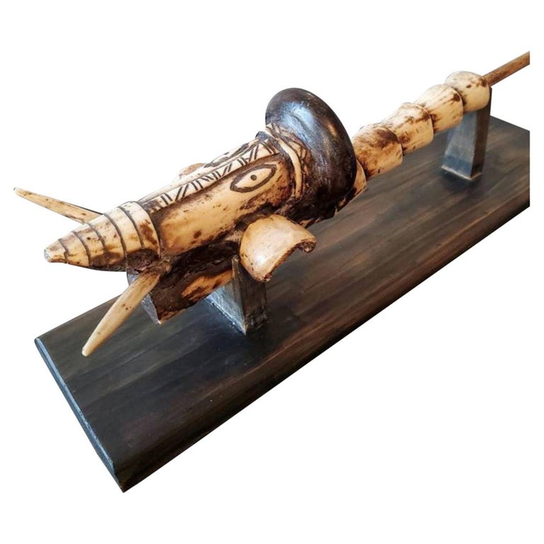 Antique African Tribal Carved Bone TOTEM Ceremonial Pipe For Sale at ...