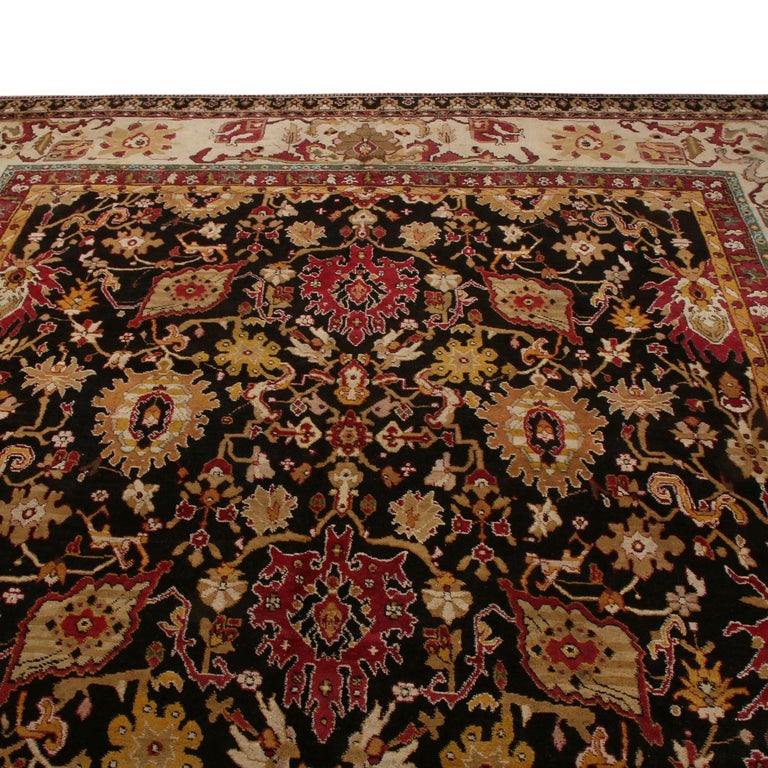 Antique Agra Red and Gold Wool Rug For Sale at 1stDibs